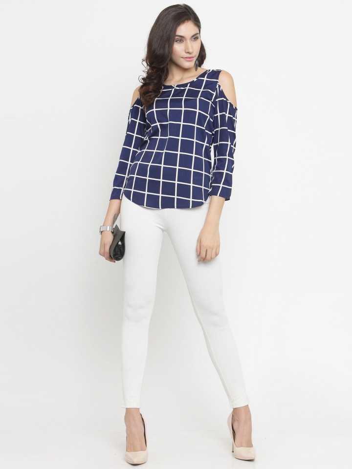 Casual Regular Sleeves Checkered Women Multicolor Top – TANDUL